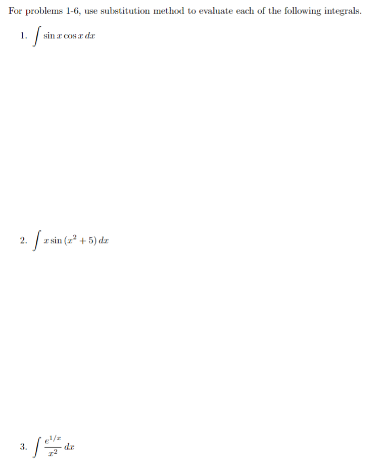 Solved For problems 1-6, ﻿use substitution method to | Chegg.com