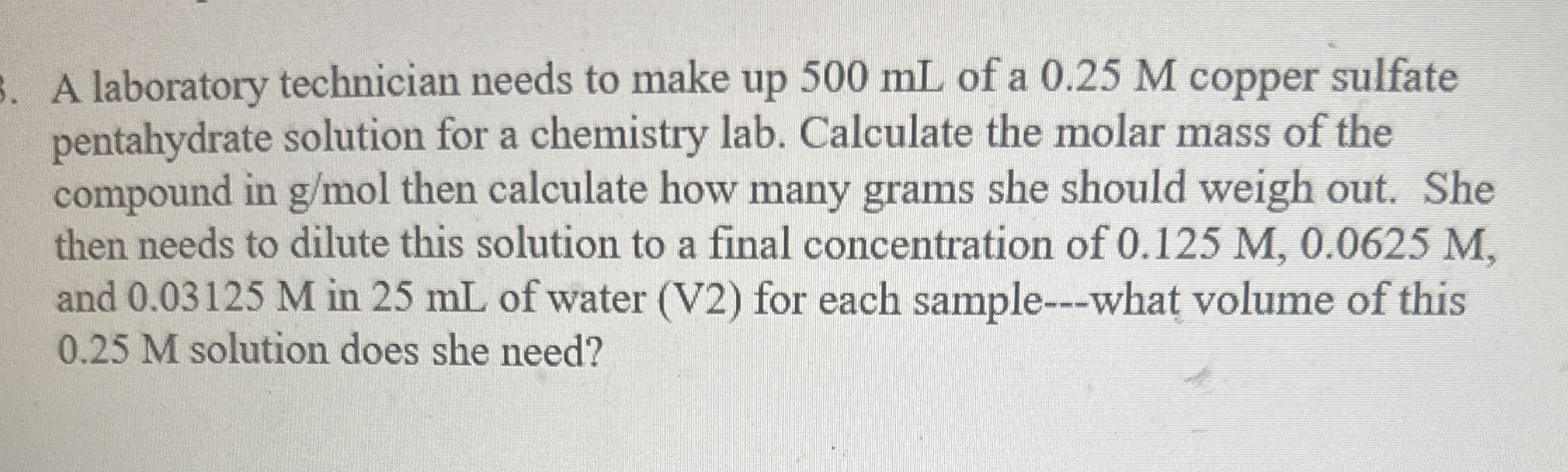 Solved A laboratory technician needs to make up 500 ﻿mL of a | Chegg.com