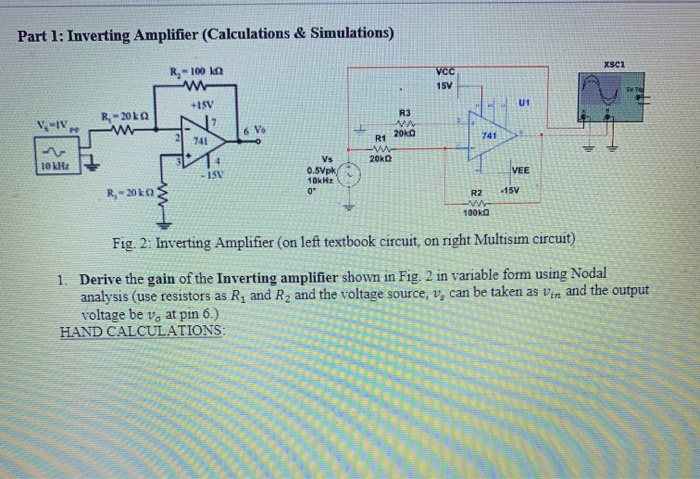 Solved Part 1: Inverting Amplifier (Calculations & | Chegg.com