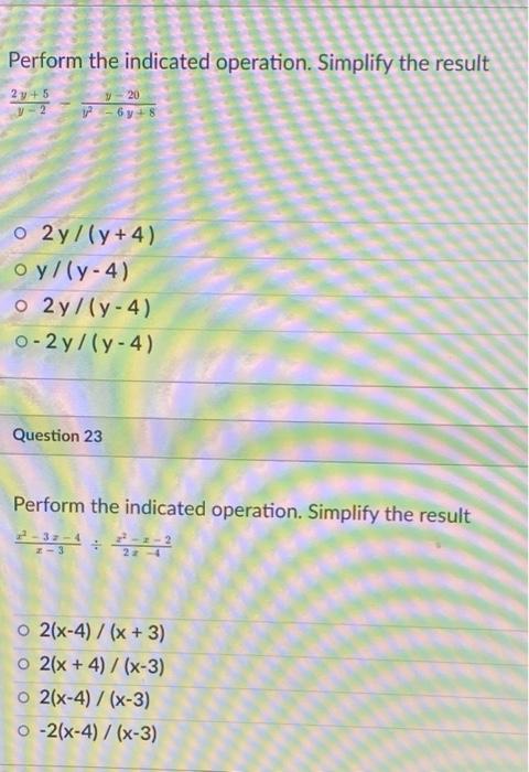 Solved Perform the indicated operation. Simplify the result | Chegg.com