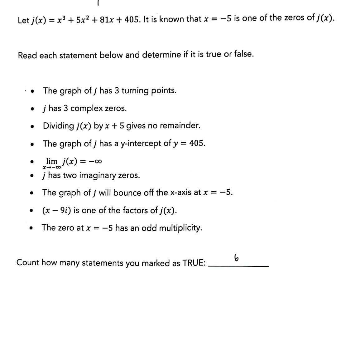 Let j(x)=x3+5x2+81x+405. ﻿It is known that x=-5 ﻿is | Chegg.com