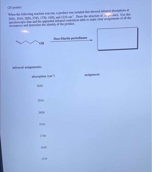 Solved w (20 points) When the following reaction was run, a | Chegg.com