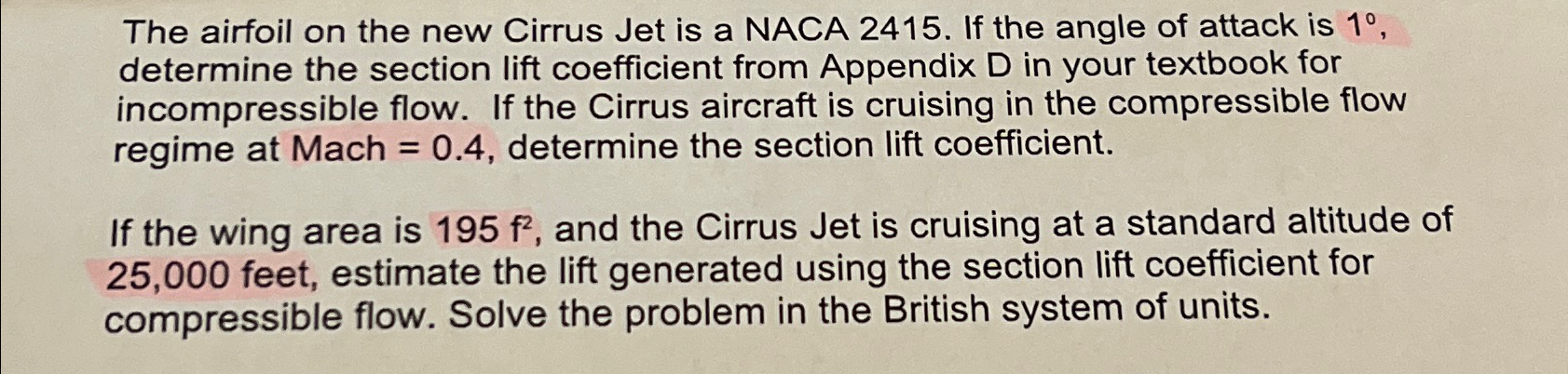Solved The airfoil on the new Cirrus Jet is a NACA 2415. ﻿If | Chegg.com