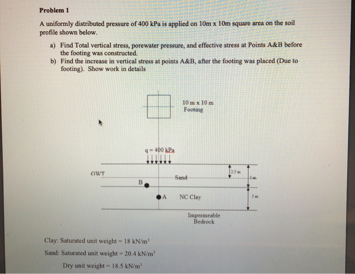 Solved Problem 1 A uniformly distributed pressure of 400 kPa | Chegg.com