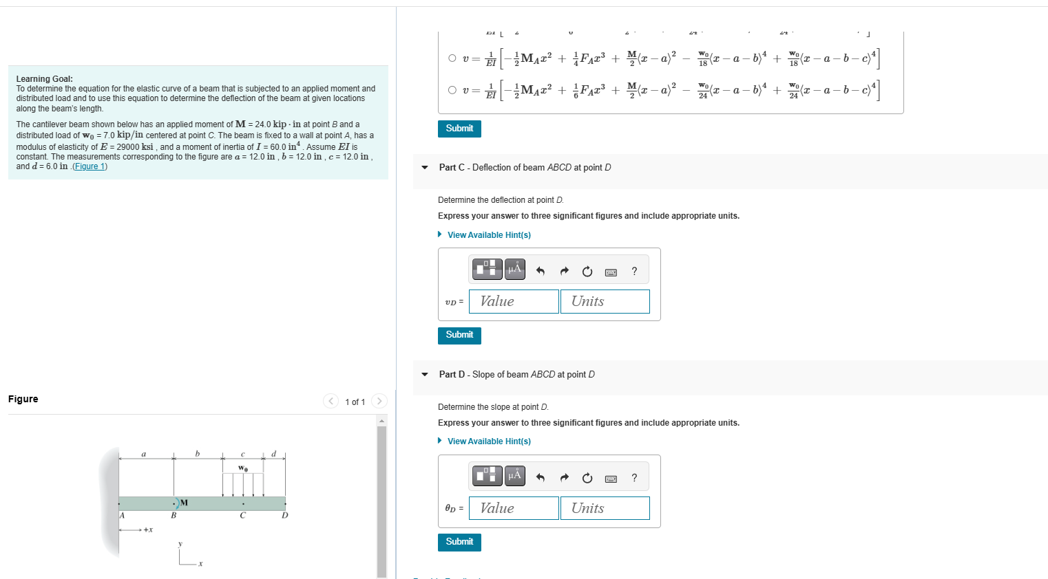 Solved solve moment of ﻿A and part C, ﻿part D | Chegg.com
