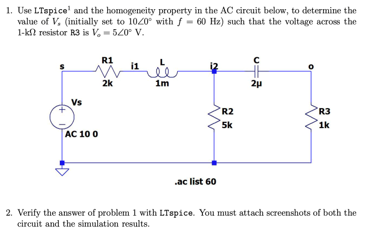 Solved Use LTspice ?1 ﻿and the homogeneity property in the | Chegg.com