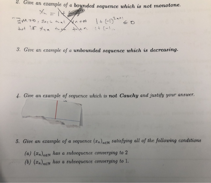 Solved an example of a bounded sequence which is not | Chegg.com