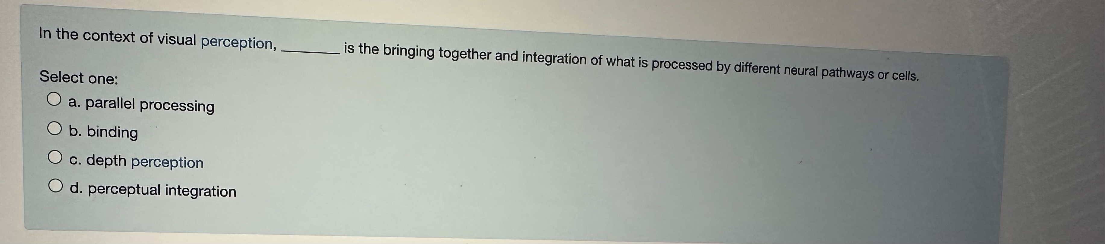 Solved In the context of visual perception, q, ﻿is the | Chegg.com