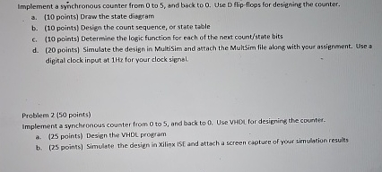 Solved Implement a synchronous counter from 0 ﻿to 5 , ﻿and | Chegg.com