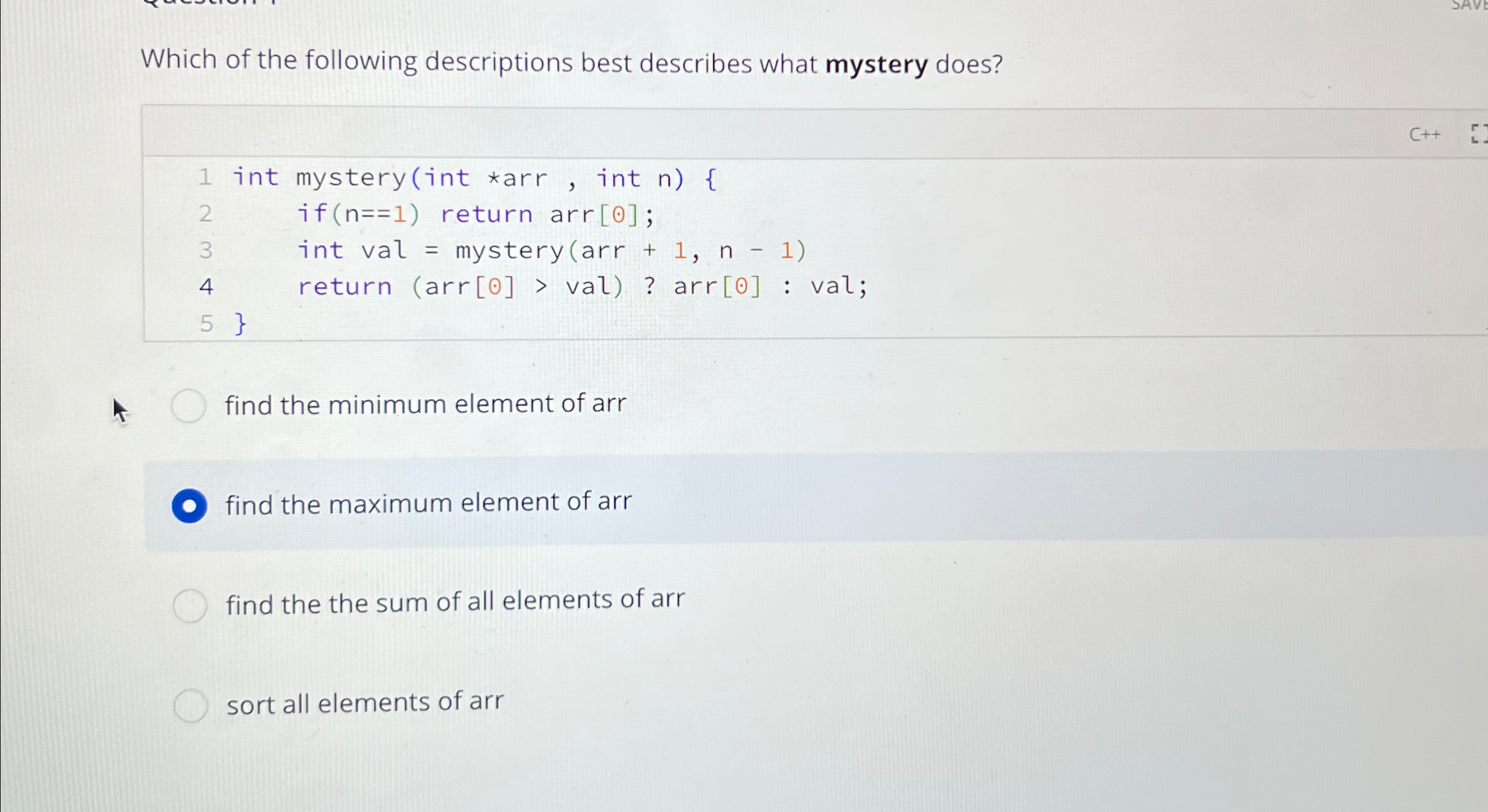 Solved Which of the following descriptions best describes | Chegg.com