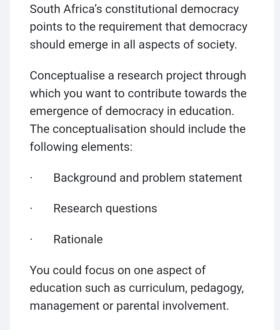 Solved South Africa's constitutional democracy points to the | Chegg.com