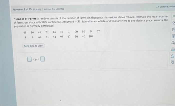 Solved Number of Farms A random sample of the number of | Chegg.com