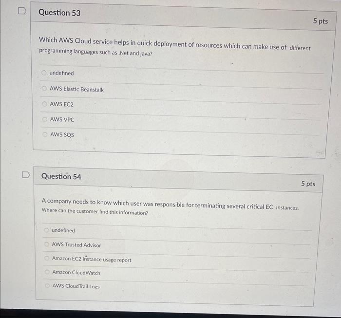 Solved Which AWS Cloud service helps in quick deployment of | Chegg.com