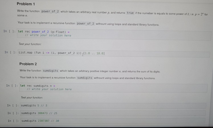 Problem 1 Write the function power of 2 which takes | Chegg.com