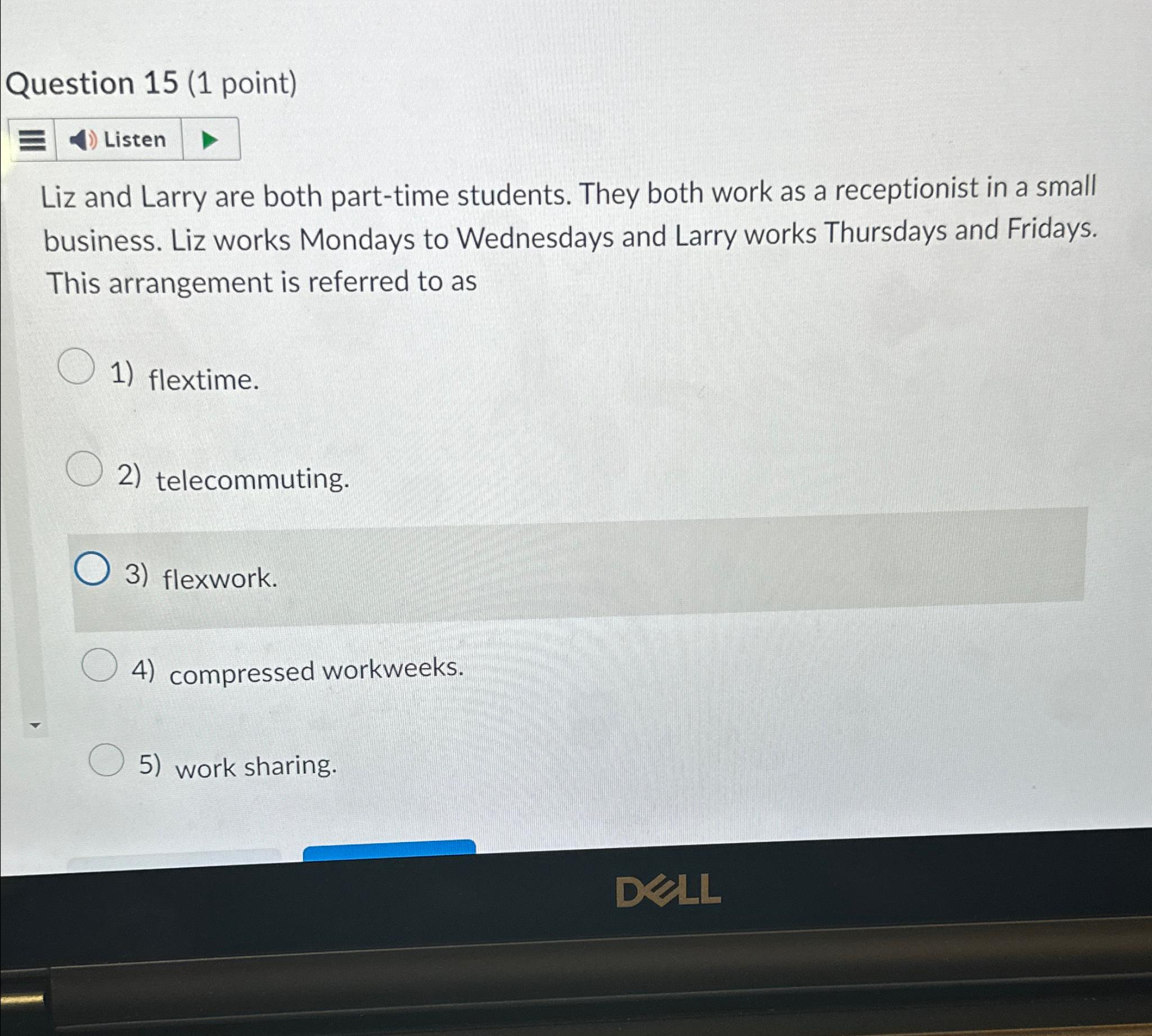 Solved Question 15 (1 ﻿point)Liz and Larry are both | Chegg.com