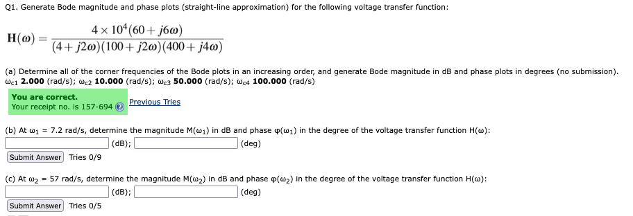 Solved Q1. ﻿Generate Bode magnitude and phase plots | Chegg.com