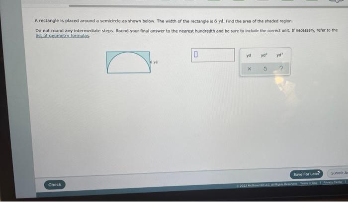 Solved A rectangle is placed around a semicircle as shown | Chegg.com
