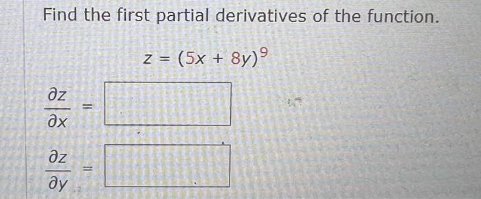 Solved Find the indicated partial derivatives. | Chegg.com