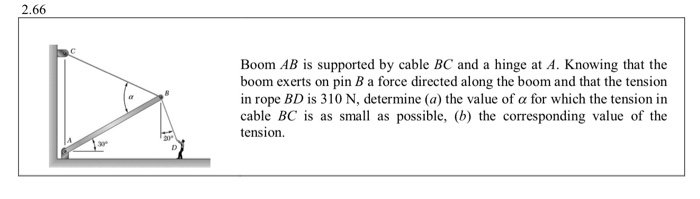 Solved Boom AB is supported by cable BC and a hinge at A. | Chegg.com