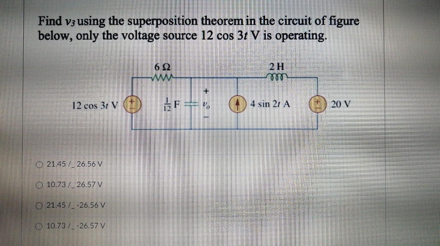 Solved Find v3 using the superposition theorem in the | Chegg.com