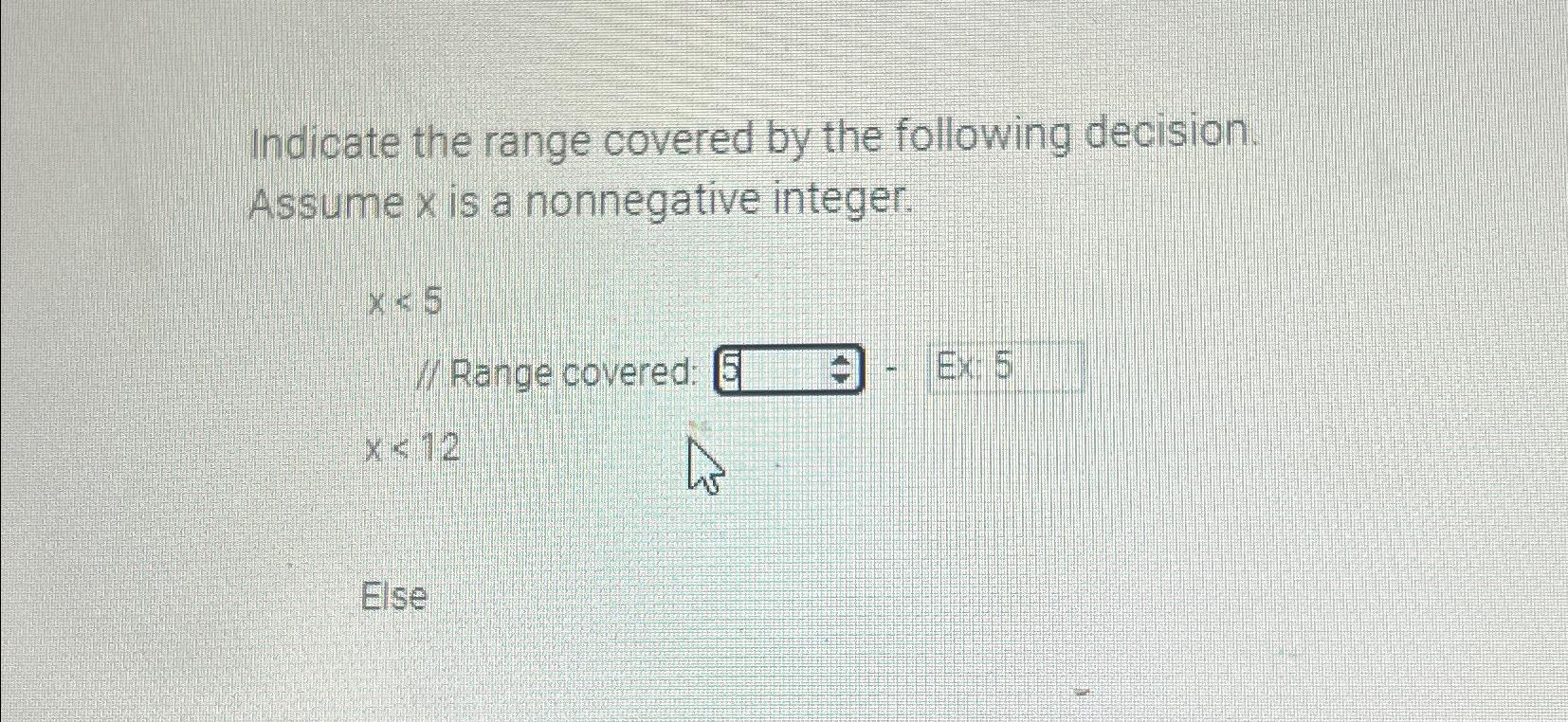 Solved Indicate the range covered by the following decision. | Chegg.com