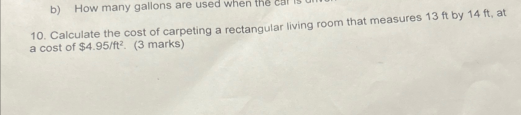 Solved Calculate the cost of carpeting a rectangular living | Chegg.com