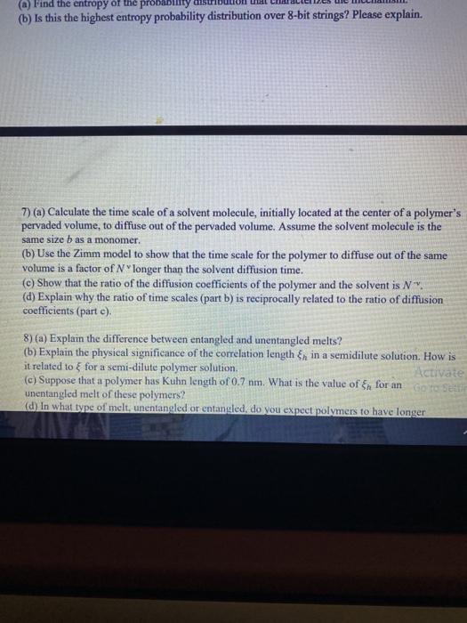 Solved I 7) (a) Calculate the time scale of a solvent | Chegg.com