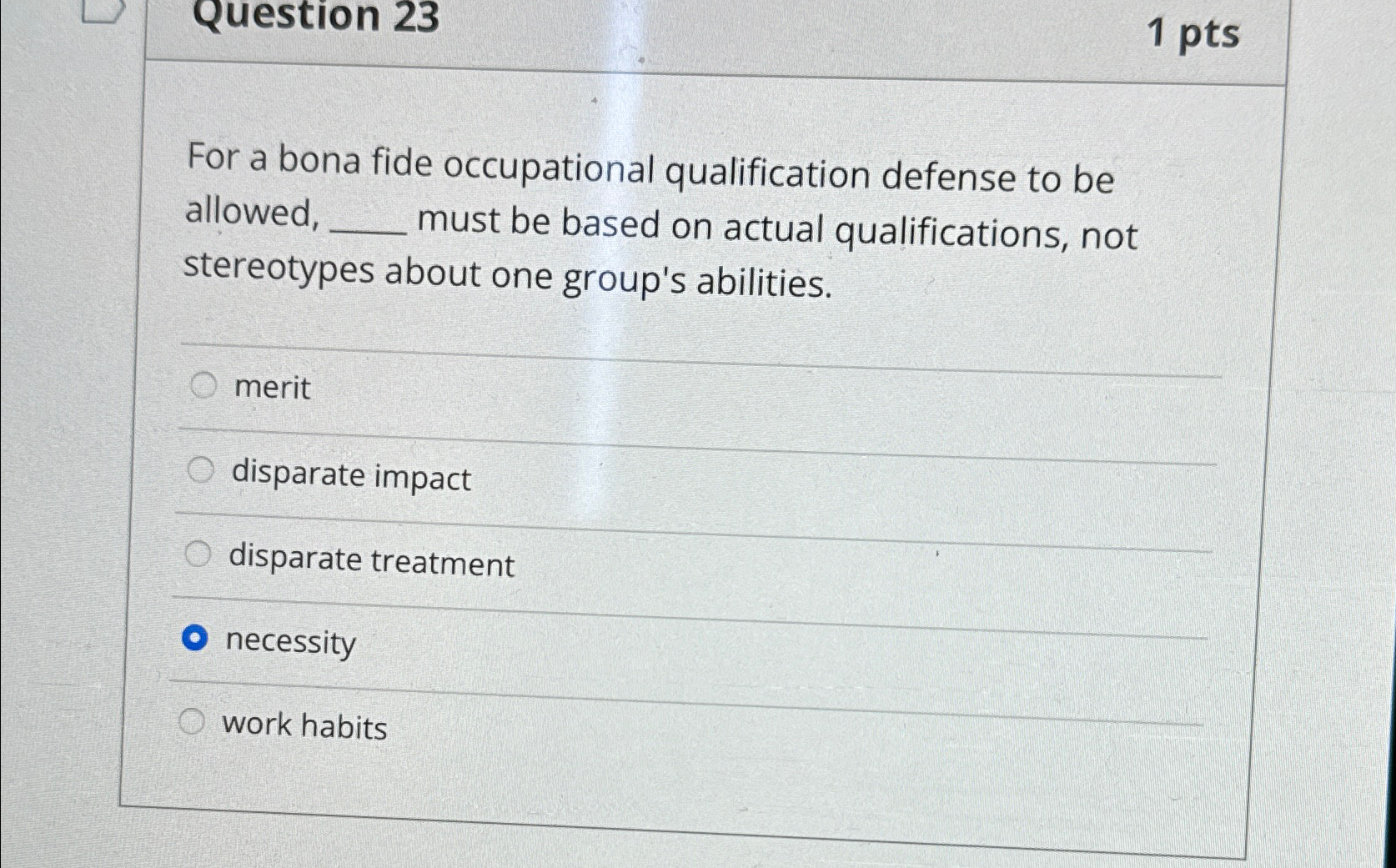 Solved Question 231 ptsFor a bona fide occupational | Chegg.com Solved Question 231 ptsFor a bona fide occupational | Chegg.com