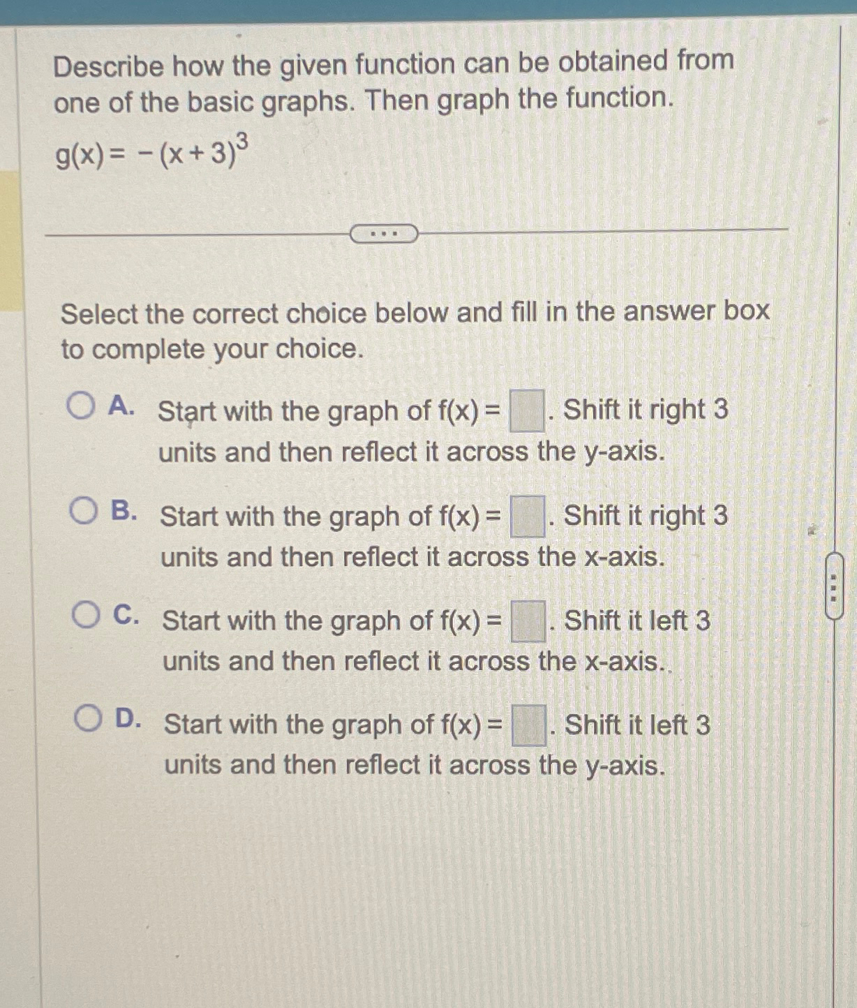 Solved Describe how the given function can be obtained from | Chegg.com