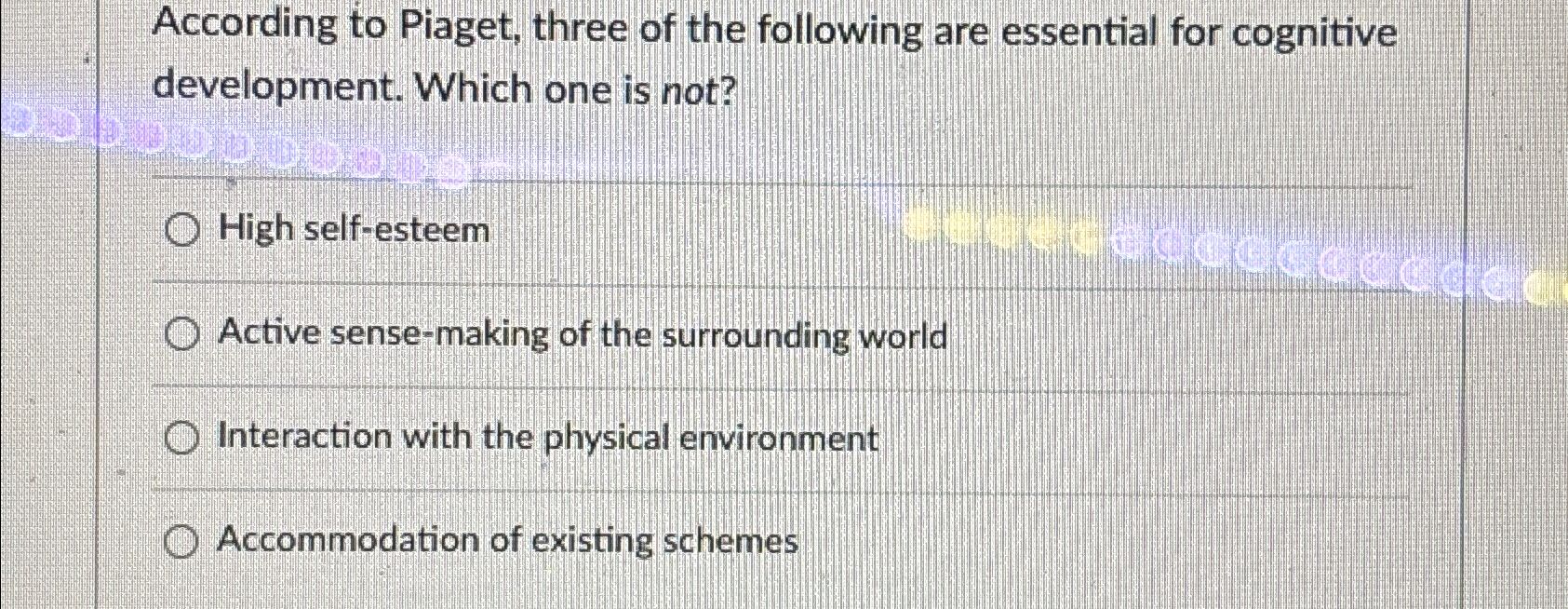 Solved According to Piaget, three of the following are | Chegg.com
