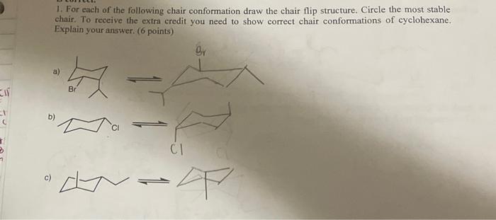 Solved 1. For each of the following chair conformation draw | Chegg.com