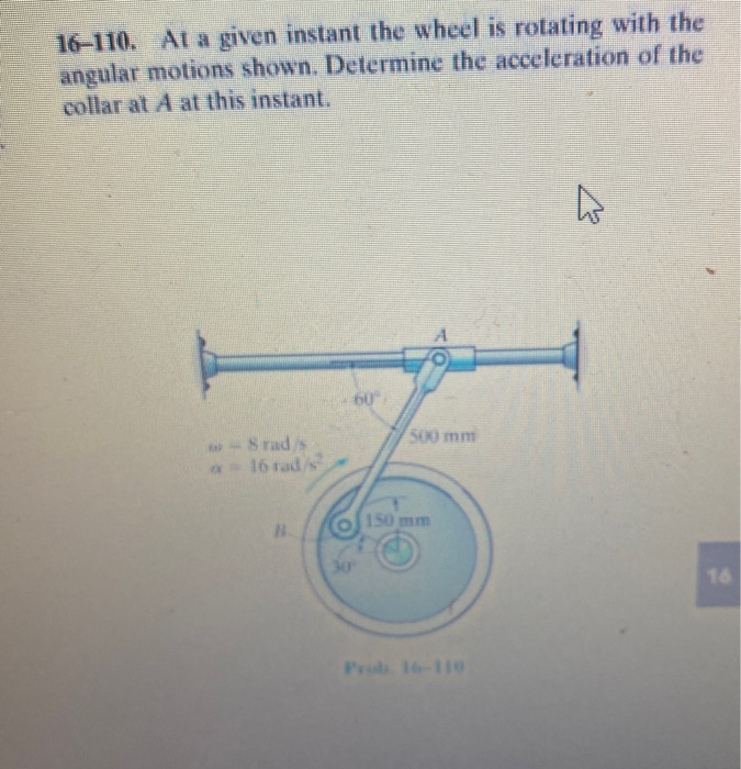 Solved 16–110. At a given instant the wheel is rotating with | Chegg.com