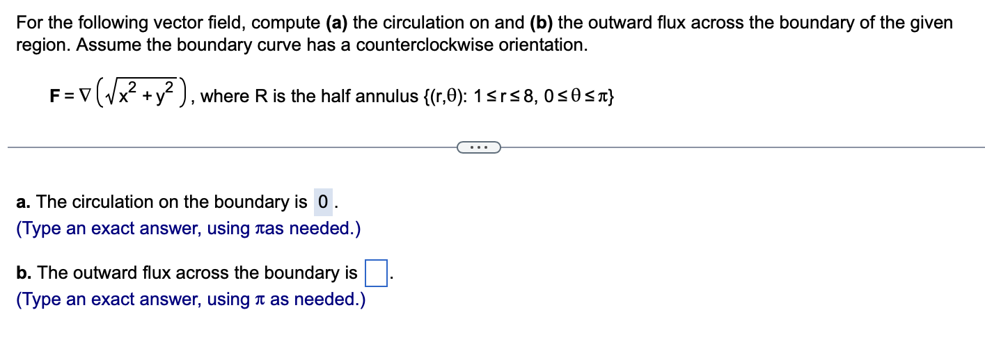 Solved For the following vector field, compute (a) ﻿the | Chegg.com