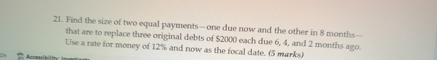 Solved Find the size of two equal payments - ﻿one due now | Chegg.com