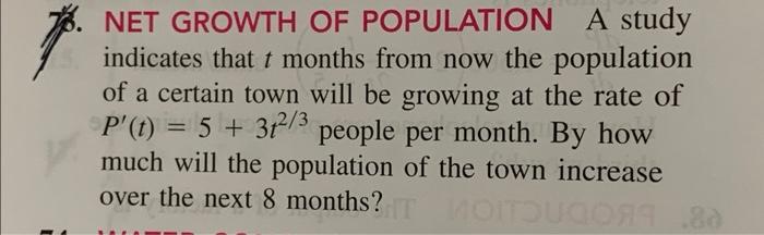 Solved a NET GROWTH OF POPULATION A study indicates that t | Chegg.com