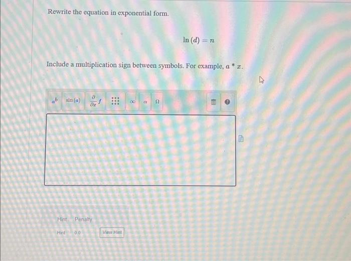 Solved Rewrite the equation in exponential form. Include a | Chegg.com