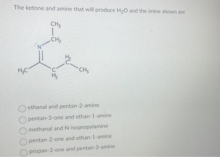 Solved The ketone and amine that will produce H2O and the | Chegg.com