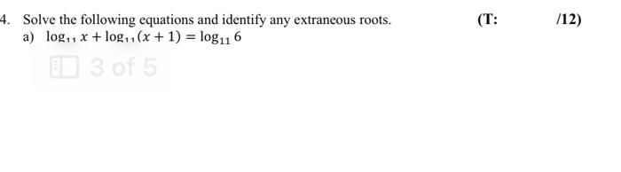 Solved Solve the following equations and identify any | Chegg.com