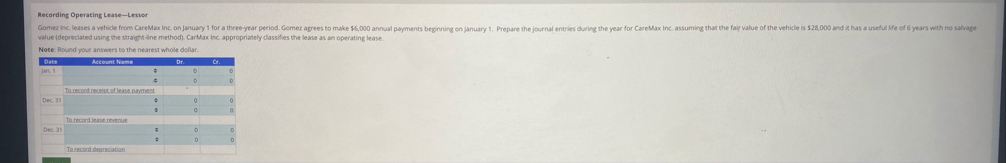 Solved Recording Operating Lease-Lessor value (depreciated | Chegg.com