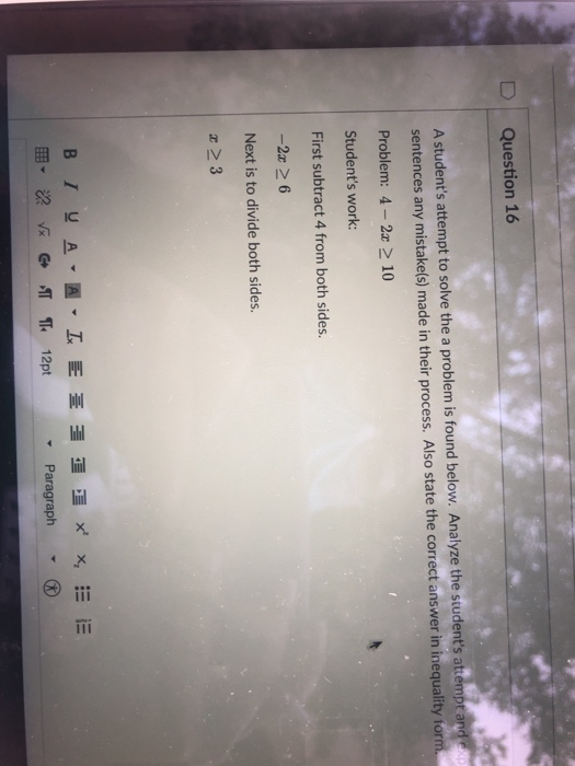 Solved Question 16 A student's attempt to solve the a | Chegg.com