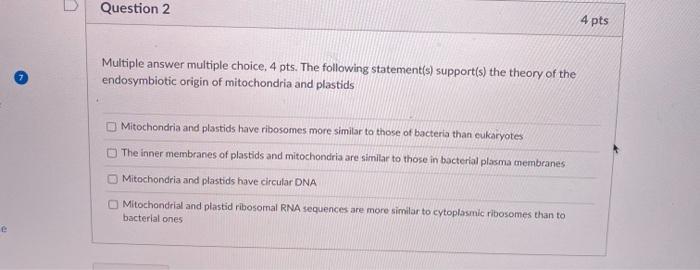 Solved Multiple answer multiple choice, 4 pts. The following | Chegg.com