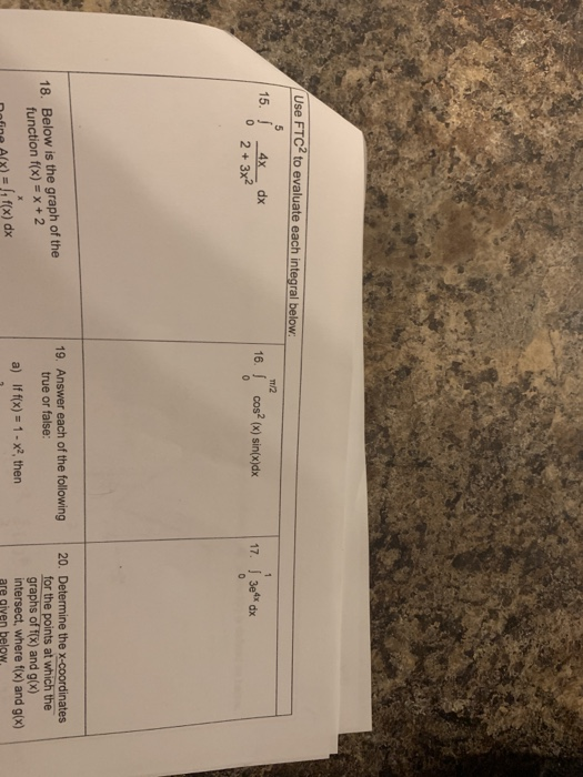 Solved Use FTC2 to evaluate each integral below 15. 4x dx | Chegg.com