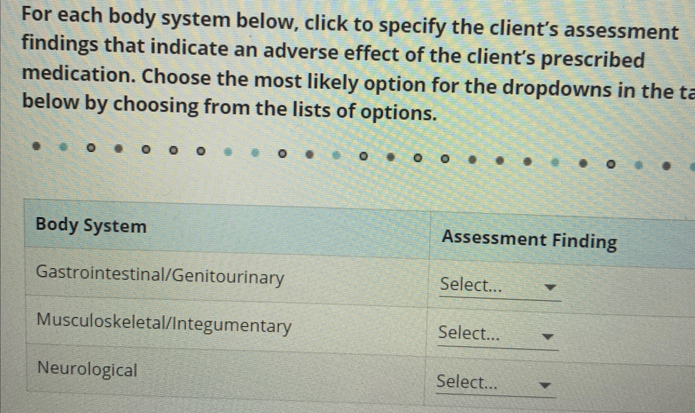 Solved For each body system below, click to specify the | Chegg.com