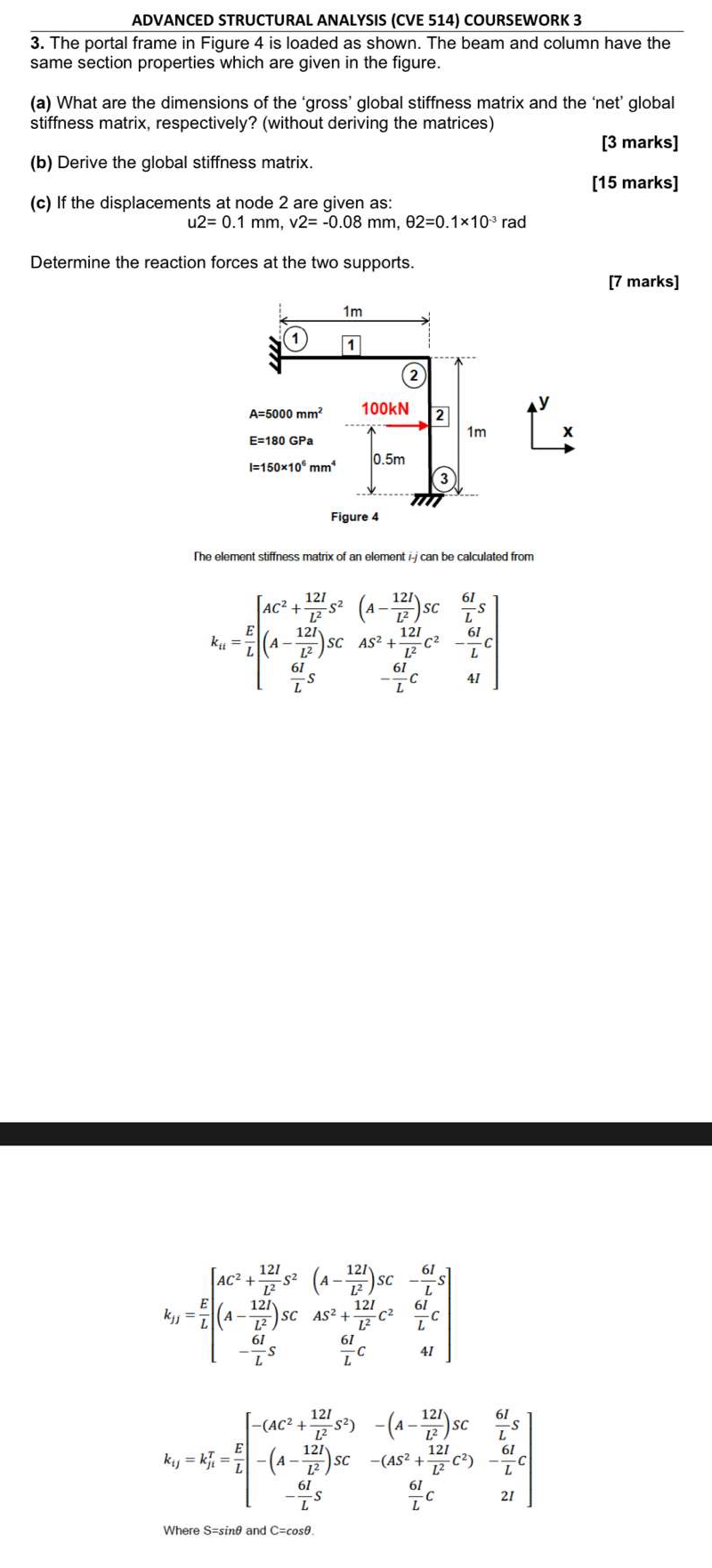 Solved ADVANCED STRUCTURAL ANALYSIS (CVE 514) ﻿COURSEWORK | Chegg.com