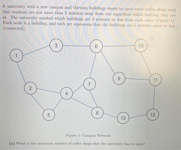 Solved A university with a new campus and thirteen buildings | Chegg.com