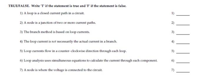 Solved TRUEFALSE. Write ' T ' if the statement is true and ' | Chegg.com