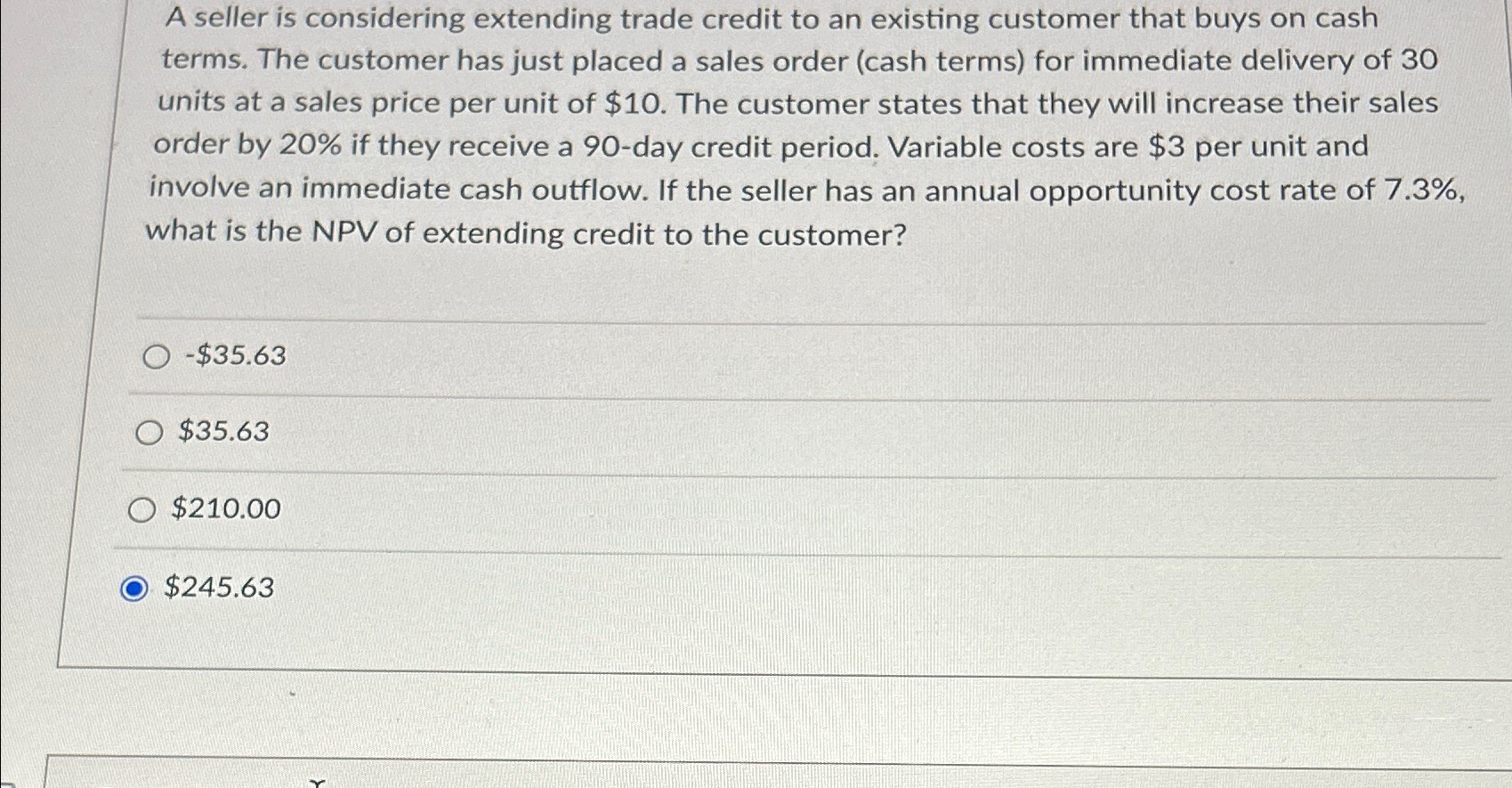 Solved A seller is considering extending trade credit to an | Chegg.com