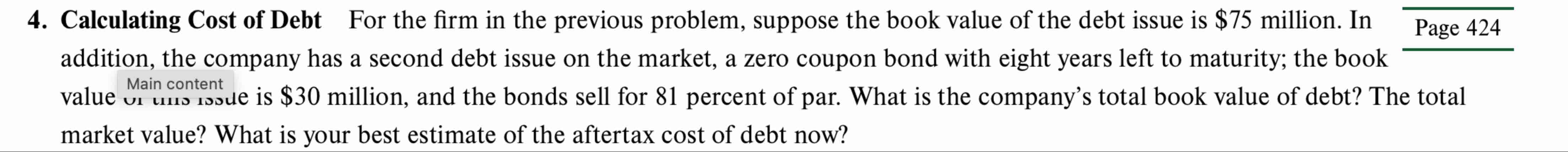 Solved Calculating Cost of Debt For the firm in the previous | Chegg.com