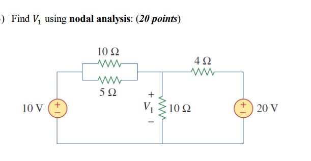 Solved Find V1 ﻿using nodal analysis | Chegg.com