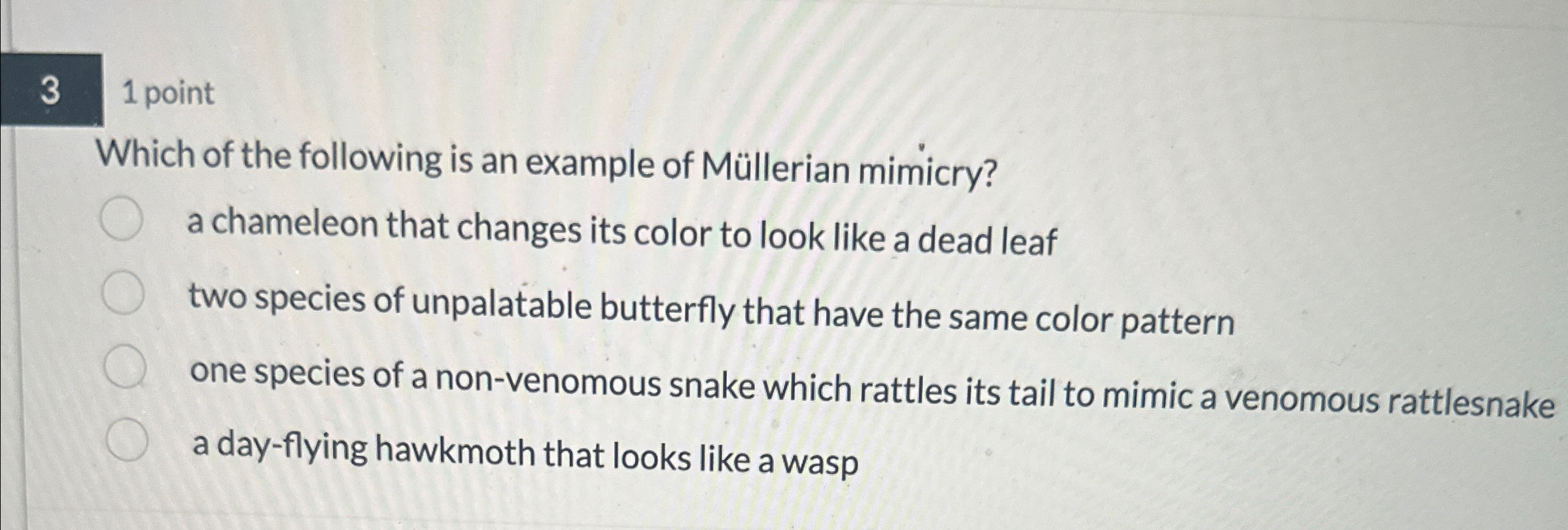 Solved 31 ﻿pointWhich of the following is an example of | Chegg.com
